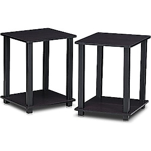 Set of 2 Black Side End Tables for Small Spaces with Storage Living Room Bedroom
