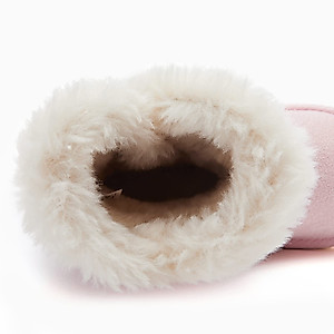 Weestep Wood Button Warm Shearling Winter Lightweight Snow Boots(10 Toddler, Pink)