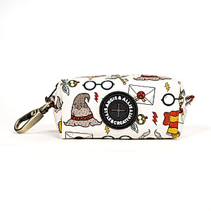 Organic Cotton Dog Poop Bag Holder for Leash Brass Hardware Waste Bag Dispenser Pet Waste Management Solution