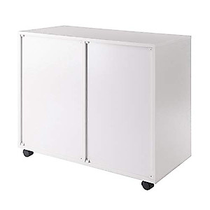 Ergode Contemporary Art & Crafts Storage Cart, White Finish, 4 Easy-Glide Drawers, 2 Lower Cabinets, 6 Wheels with 2 Locking, 15.98" D x 32.13" W x 26.3" H