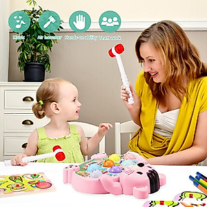 XDR Whack A Mole Game for Toddlers, Interactive Whack a Mole Pounding Toy, Fun Activities for Toddlers Games Age 3, 4, 5, 6,7 Early Development Learning, with Music, Lights, 2 Soft Hammers