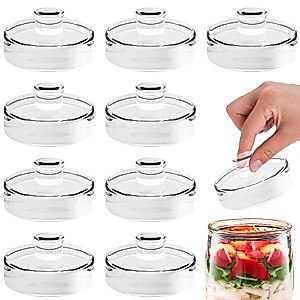 Jucoan 9 Pack Glass Fermentation Weights with Easy Grip Handle, Heavy Glass Fermenting Lids Kit for Wide Mouth Mason Jar Pickle Jar Fermenting Sauerkraut Kimchi
