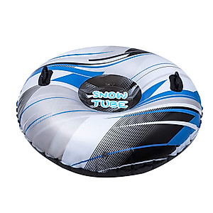 JOYIN 47'' Inflatable Snow Tube, Heavy-Duty Snow Tube for Sledding, Great Inflatable Snow Tubes for Winter Fun and Family Activities (Sliver)