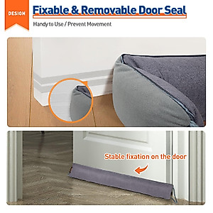 MAGZO Door Draft Stopper 36 Inches Length x 4 Inches Width, Weighted Under Door Noise Blocker, Gray