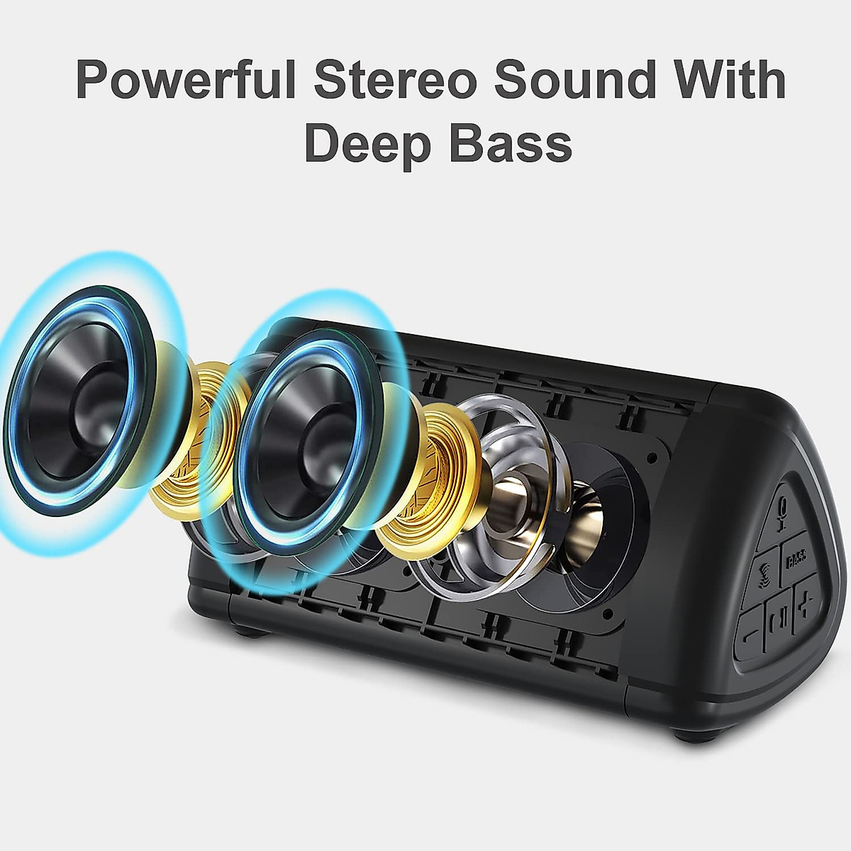 Prosonic BT3 Portable Wireless Bluetooth Speaker with 10W Stereo Sound & Bass Boost -Rich Sound & Intense Bass -Bluetooth 5.0 -Microphone -IPX5 - in & Outdoor Speaker (Black)