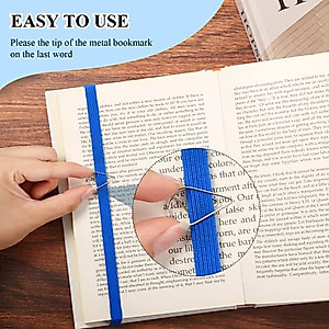 42 Pcs Elastic Bookmarks Set Multi Color Elastic Rope Bands Planner Bookmarks Include 30 Pcs Stainless Steel Teardrop Paper Clips and 12 Pcs Elastic Bands for Women Office School Reader (Retro Color)