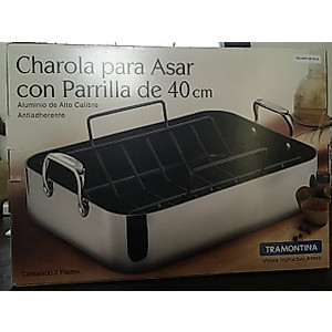 Tramontina 16-Inch Heavy Guaged Polished Aluminum Roasting Pan with Removable Rack