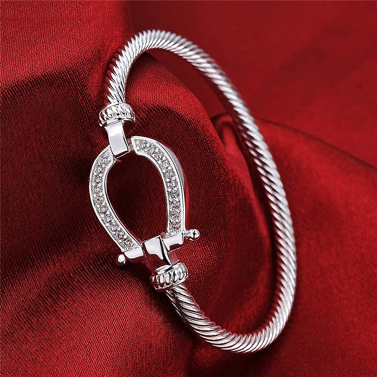 Horseshoe Bangle Bracelet for Women, Adjustable Simple Horseshoe Bracelet Birthday Gifts Animal Jewelry,Horse Hypoallergenic Fashion Women Bracelet Bangle Jewelry for Christmas Gift for Women