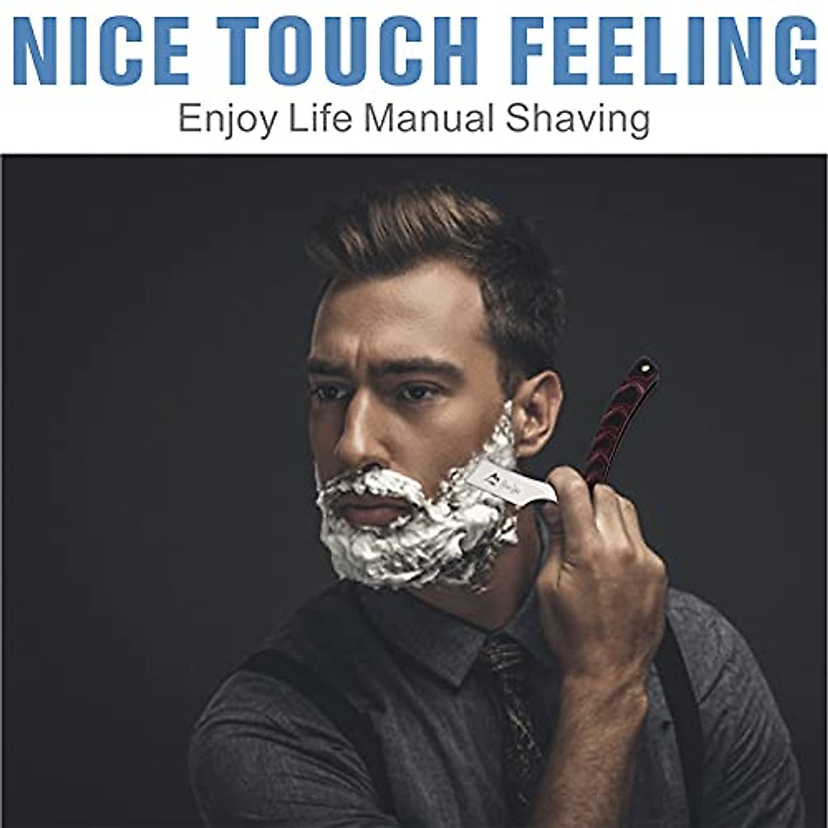 Professional Men's Straight Razor Barber Straight Edge Folding Razor (Red Handle Razor)