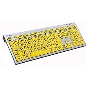 Logickeyboard Large Print Black on Yellow Keyboard Slim Line PC-Wired USB Plug Large Print Keyboard for Windows/PC - LKBU-LPRNTBY-AJPU