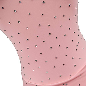 Women Figure Skating Dress Competition Costume Rhythmic Shiny Rhinestones Cracked Ice Skating Leotard Dress Pink