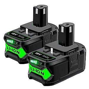 TURPOW Upgraded 6.5Ah Replacement for Ryobi 18V Lithium Battery, Compatible with Ryobi 18 Volt ONE+ Plus P107 P108 P102 P103 P104 P105 P109 P122 Cordless Power Tools for Ryobi 18V Battery 2Packs