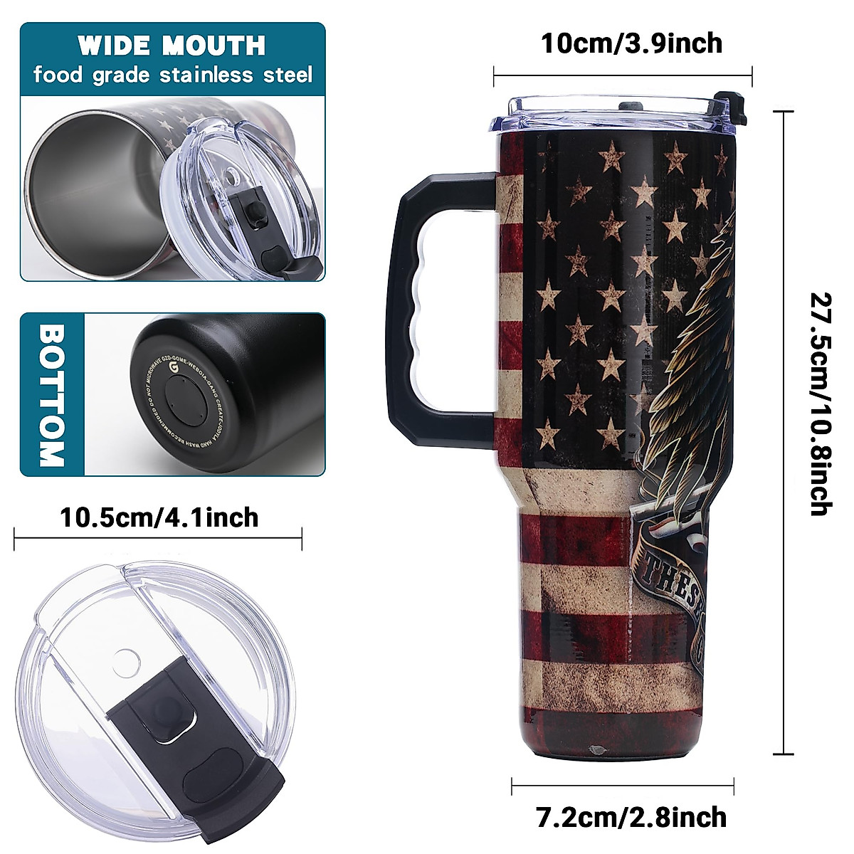 ARCQUESE Gome 40 oz Daisy Tumbler with Handle - Insulated Stainless Steel Daisy Cup with Lid and Straw - Keeps Drinks Cold and Hot, Birthday & Christmas Gifts for Women - Hand Wash Only