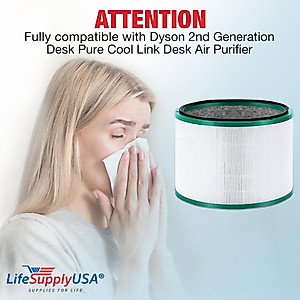 LifeSupplyUSA Replacement HEPA Filter for Dyson 2nd Generation Desk Air Purifiers Pure Cool Link Desk, Pure Hot+Cool Link Hot Cool Purifiers