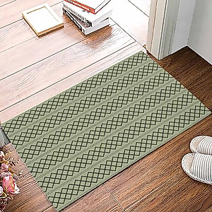 Indoor Door Mat,Solid Sage Green 18 x 30 inch Large Non-Slip Absorbent Dirt Entrance Mat, Washable Low Profile Inside Floor Mat Doormats for Entryway