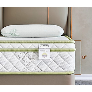 Full Size Mattress - 8 Inch Cool Comfort Foam & Spring Hybrid Mattress with Breathable Organic Cotton Cover - Quilted Foam Plush Euro Pillow Top - Rolled in a Box - Oliver & Smith