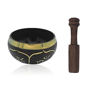 Mandala Crafts Tibetan Singing Bowl Set – Nepal Sound Bowl for Healing – Meditation Bowl Tibetan Sing Bowl for Mindfulness Yoga Meditation Decor (4 Inches, Silver)