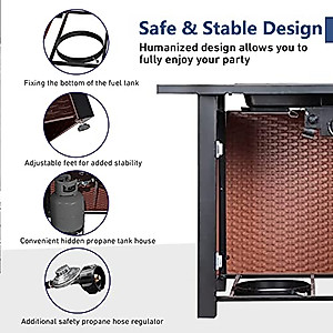 Yangming Propane Fire Pit Table, 30 Inch 50,000 BTU Square Outdoor Gas Firepit with Porcelain Tile Tabletop, Lid, Lava Rocks for Garden, Patio, Deck, Yard, Espresso Brown (QX-OL-FTABLE-EXP)