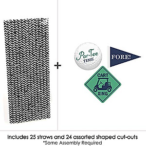 Par-Tee Time - Golf - Paper Straw Decor - Baby Shower or Birthday Party Striped Decorative Straws - Set of 24