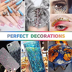 Renfio 1.75 Oz 50g Holographic Loving Heart Shape Shiny Glitter Love Confetti Sequin Glitters Resin Sparkle Chunky Sequins for DIY Mold Art Nail Artwork Holiday Decoration - Laser Red