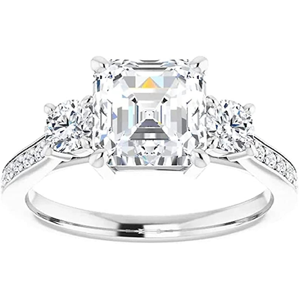 Moissanite World 3-Stone Moissanite Ring Heart 2.0CT, Moissanite Engagement Ring/Moissanite Wedding Ring/Moissanite Bridal Ring Set 925 Sterling Silver Perfact for Gift Or As You Want (11)