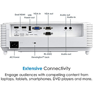 Optoma EH412ST Short Throw 1080P HDR Professional Projector | Super Bright 4000 Lumens | Business Presentations, Classrooms, or Meeting Rooms | 15,000 Hour lamp Life | Speaker Built in | Portable
