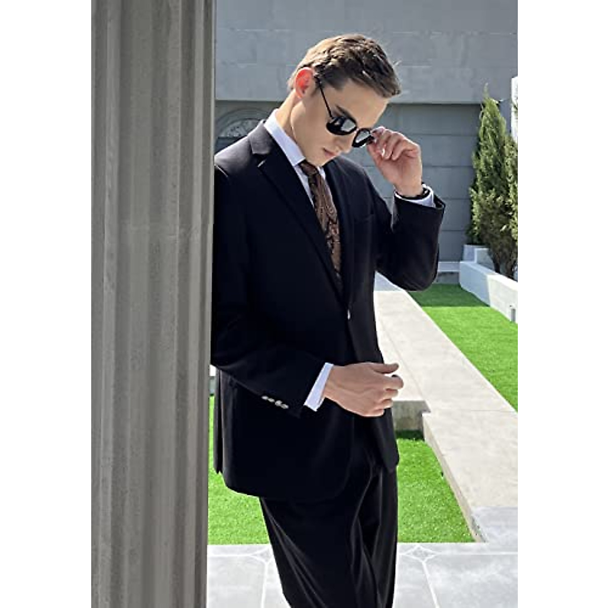 Men's Sport Coat Blazer Classic Fit 2 Button Stretch Business Suit Jacket Navy