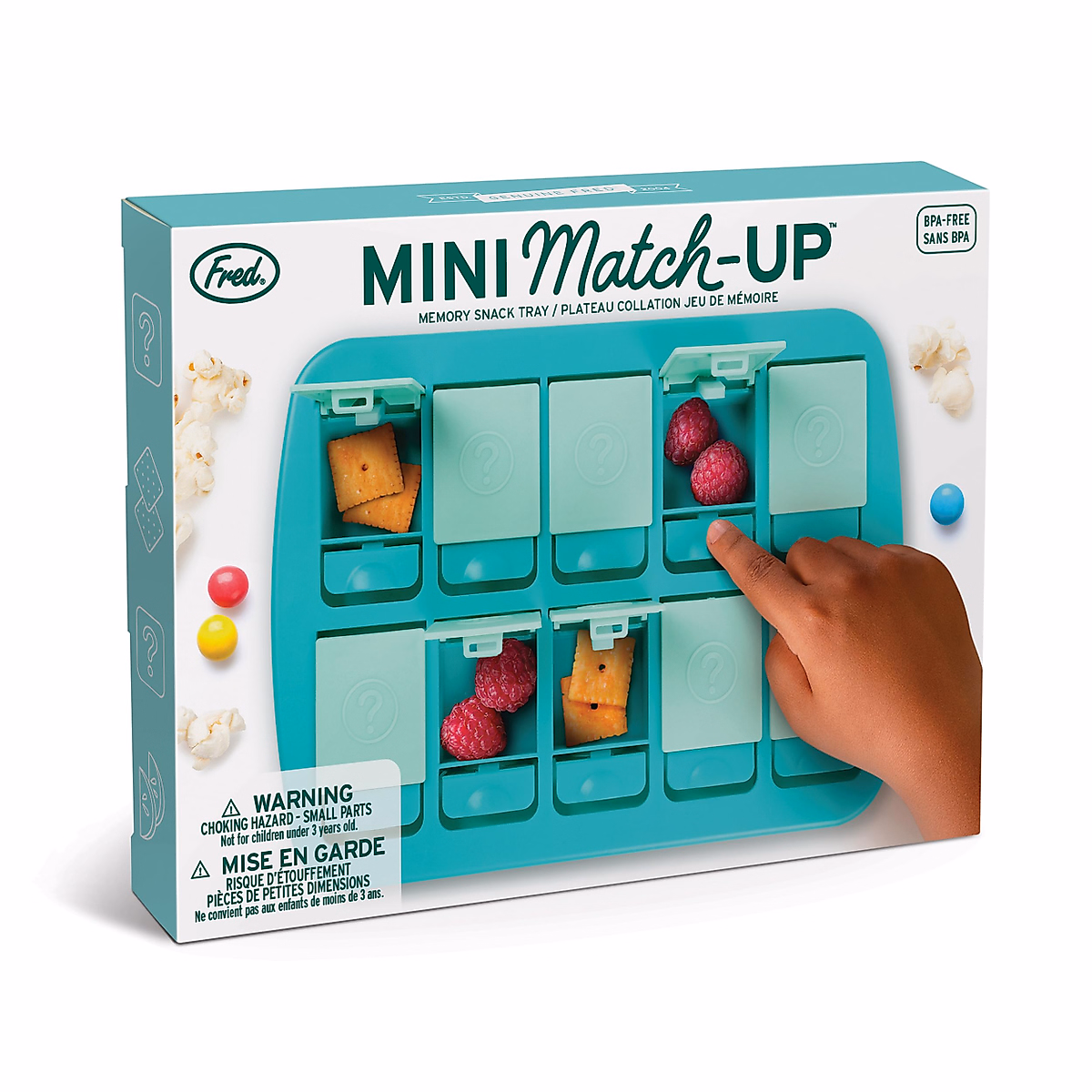 Genuine Fred Mini Match UP Memory Snack Tray, Fun Interactive Game for Kids, Travel,Friendly 8.5" x 6", BPA Free, The Ultimate Snacktivity for Picky Eaters, Dishwasher Safe