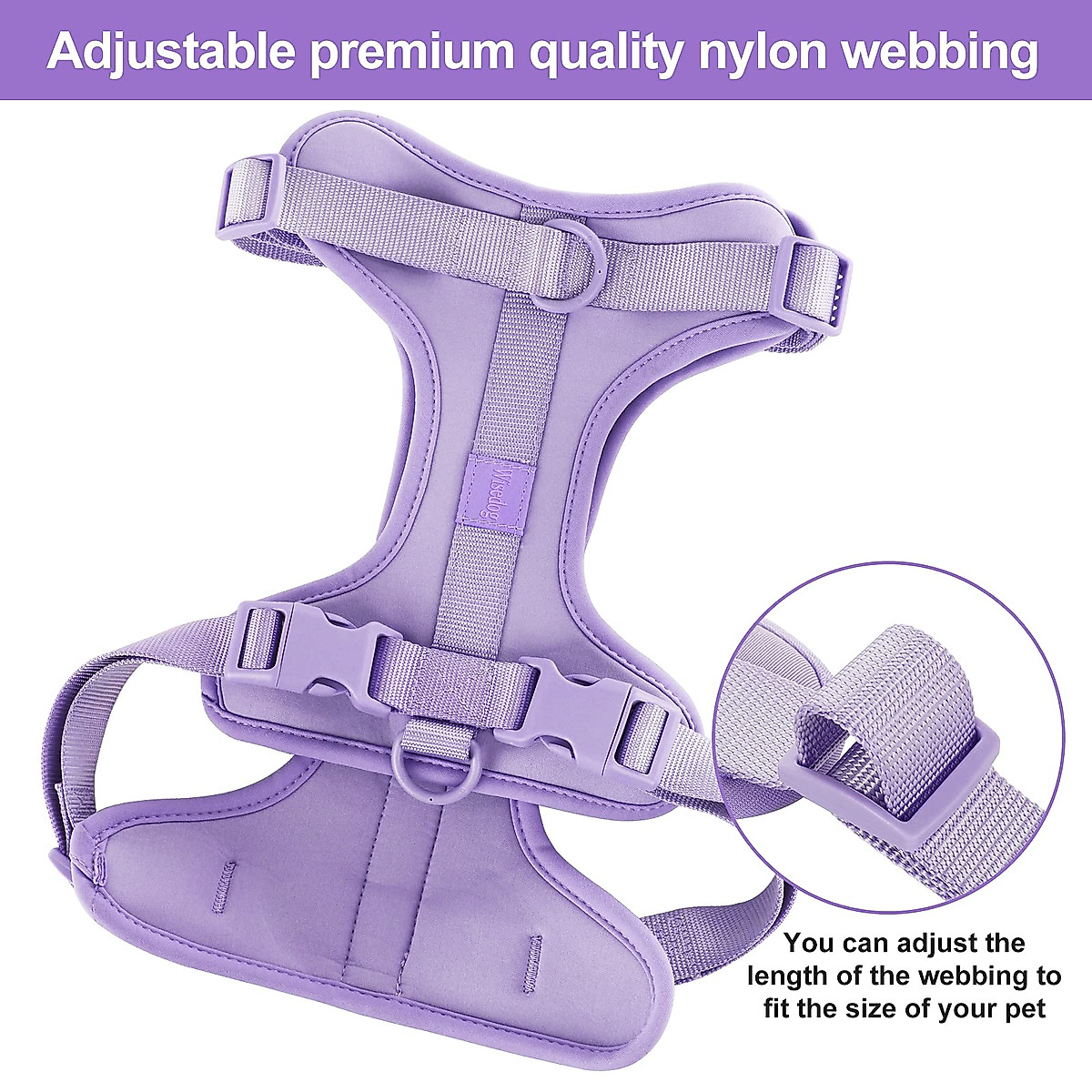 No Pull Lightweight Dog Harness: Adjustable Durable Breathable Mesh Pet Vest Harness with Soft & Comfortable Cushion, for Small Medium Large Dogs (S, Lilac)