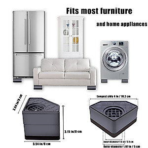 4 Pcs Double Heightened Anti Vibration Pads for Washing Machine, Washer & Dryer Pedestals with 1100 lbs Weight Capacity, Anti-Slip, Shock-Absorbing & Noise-reducing Mats, Suitable for Most Furniture