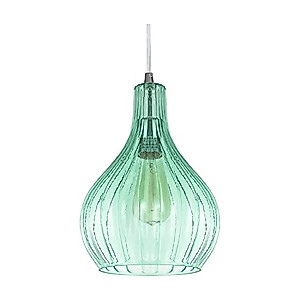 Aspen Creative 61039-1 Adjustable 1 Light Mini Pendant Ceiling Light, Transitional Design in Chrome Finish, Surf Green Glass Shade, 8 5/8" Wide