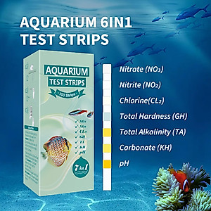 SpringSmart 7 in 1 Aquarium Test Strips Kit - 100 Strips Use for Freshwater Fish Tank, Fish Pond, Accurate & Fast Testing pH/Nitrite/Nitrate/Chlorine/Carbonate/Total Alkalinity/Hardness