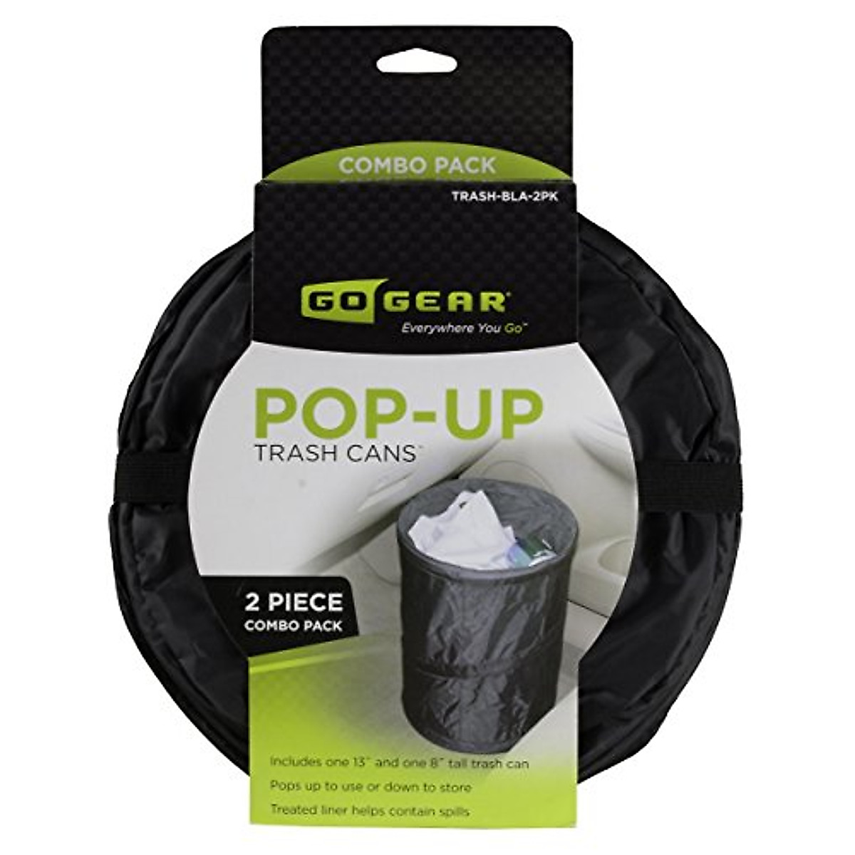 Go Gear TRASH-BLA-2PK Pop-Up Trash Can, 2 Pack