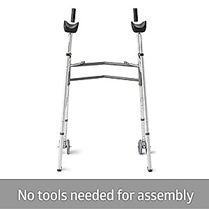 Medline Upright Walker with 5” Dual Wheels, Forearm Walker with Armrests, Height Adjustable, 300lb Weight Capacity