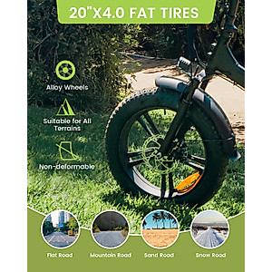 Mukkpet Electric Bike for Adults, Ebike, Foldable 20" x 4.0" Fat Tire Step-Thru Electric Bicycle for Men Women with Peak 750W Motor, 48V 13AH Removable Battery and Dual Shock Absorber