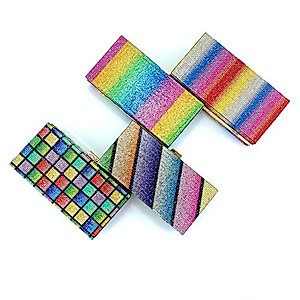 Bling Rainbow Rhinestones Evening Handbags Ladies Clutch Bag Purses for Women with 3 golden chains (gradient_yr-rainbow,)