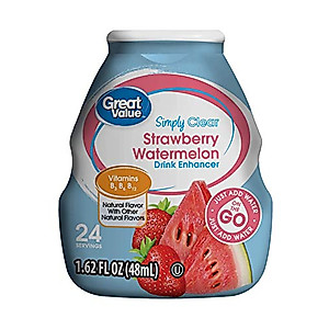 Great Value SIMPLY CLEAR drink flavor enhancer. No artificial colors. Kosher. Gluten Free 6 bottles Grape (2) + Strawberry Lemonade (2) + Strawberry Watermelon (2) (CLEAR - Flavor Enhancer 6 bottles)