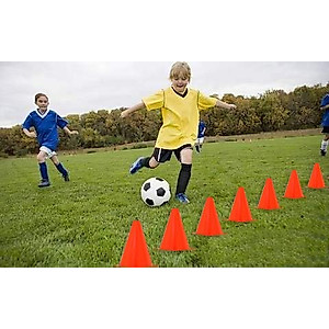 BLQH 36 Pack 7 Inch Plastic Traffic Cones Sport Training Cone Sets Field Marker Cones for Skate Soccer Agility Training & Physical Education Flexible (36)