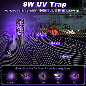 Qualirey Flying Insect Trap Mosquito Trap Indoor Plug in, Fruit Fly Traps for Indoors with 9W UV Light, 10 Sticky Glue Board Refills for Fruit Flies, Gnats, Moths, Indoor Fly Catcher for Home Office