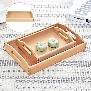 Wooden Breakfast Tray Rustic Vintage Food Serving Trays Nesting Wooden Board with Handles Farmhouse Serving Platters in Bed Lunch Dinner Appetizers Patio Ottoman S Wooden Tea Tray