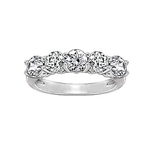 DIAMONBLISS Sterling Silver Round Cut Cubic Zirconia 5 Stone Ring (2-carat White, 8)