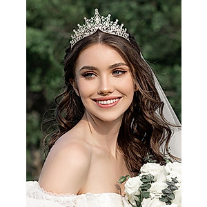 SWEETV Vintage Tiaras and Crowns for Women Queen Crown Costume Headpiece for Halloween Quinceanera Pageant Prom, metal