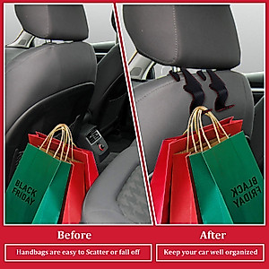 Frienda 4 Pieces Car Seat Hooks Leather Car Seat Hooks Black Car Seat Headrest Hooks Hanger Holder Hook Vehicle Hook Auto Car Seat Back Organizers Accessory for Coats Umbrellas Grocery Bags Handbag