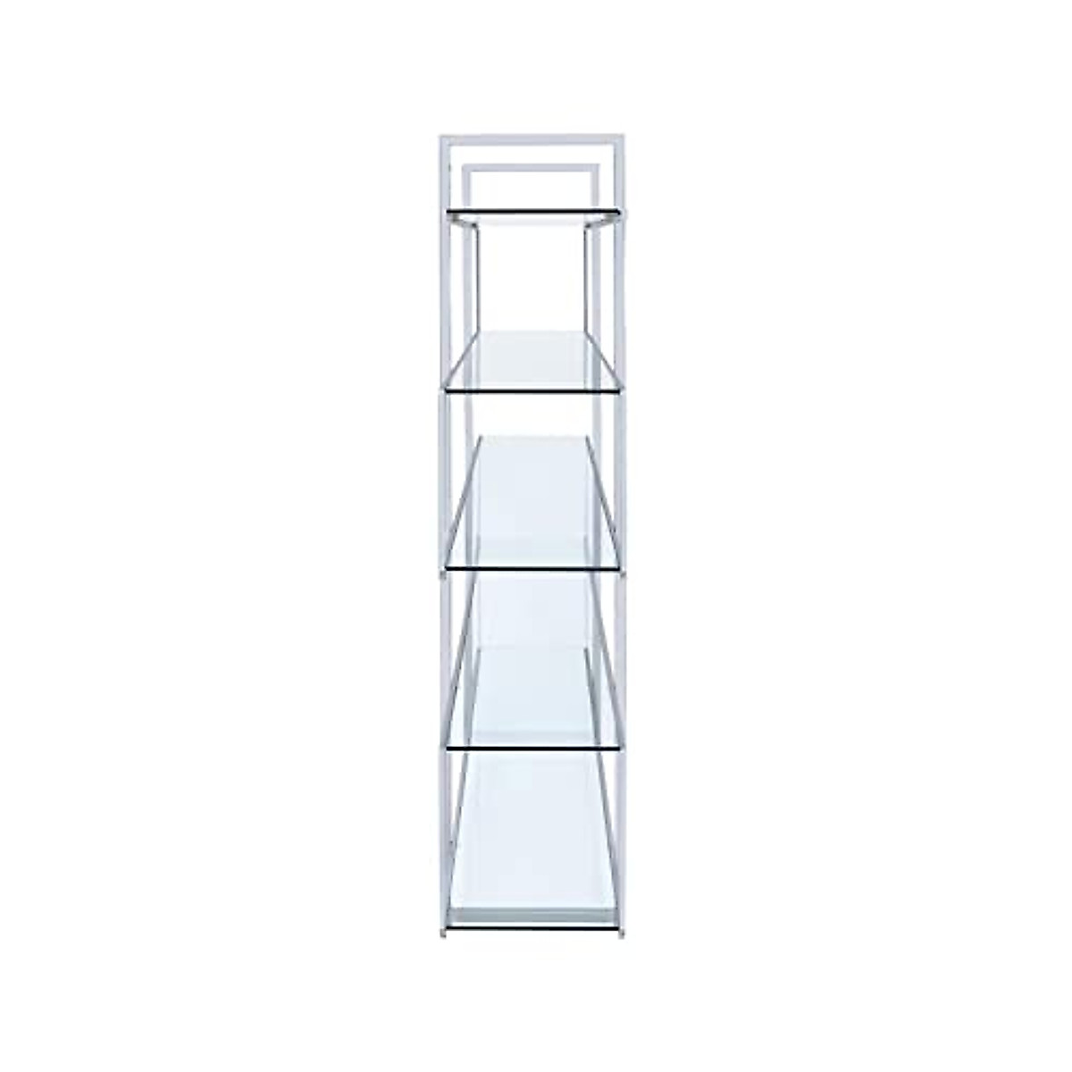 Coaster Furniture Modern Contemporary 5 Shelf Zig Zag Bookcase Etagere Metal Bookshelf Clear Tempered Glass Shelves Chrome 801304