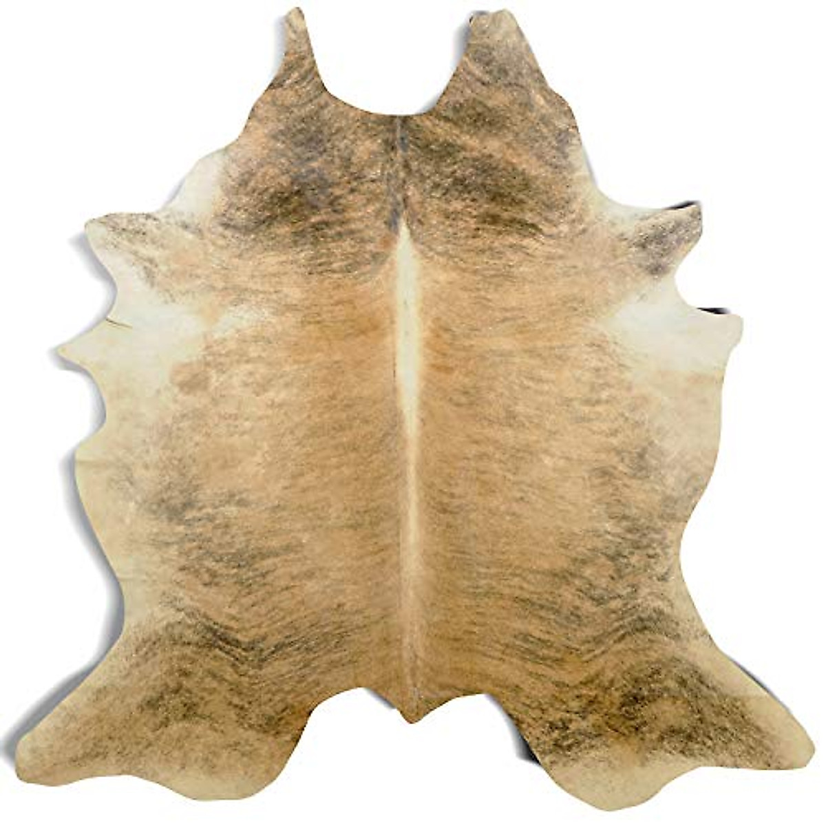 RODEO Light Tan/Brown Brindle Cowhide Rug Size XL/XXL Cow Skin Rug Hides (7x8)