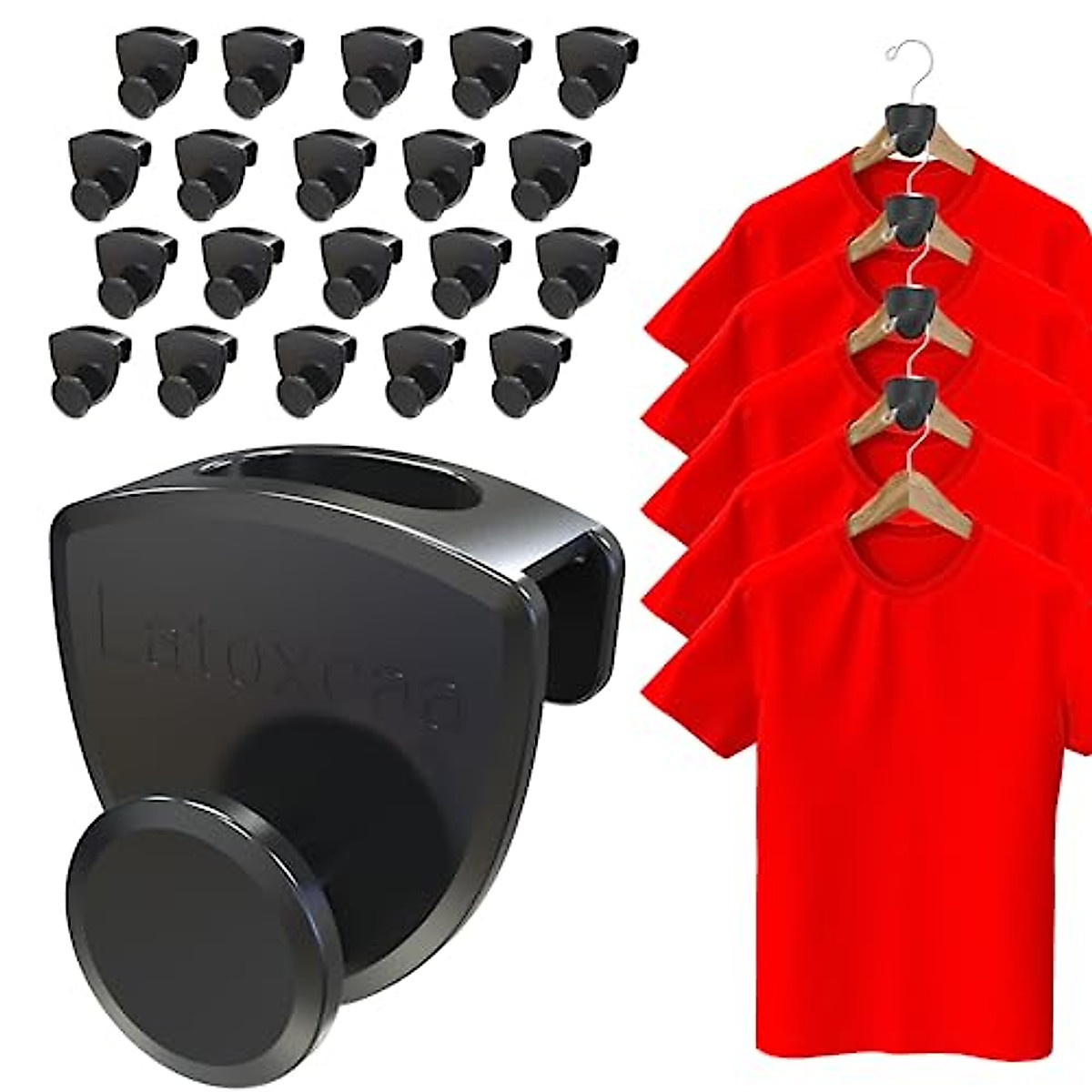 Space Saver for Hangers, 20Pcs Premium Closet Space Savers Clothes Hanger Connector Hooks, Space Saving for Closet Organizer Heavy Duty Cascading Connection Hook, Black