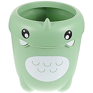 Healifty Dinosaur Trash Can Lovely Wastepaper Basket Cartoon Animal Design Garbage Container Bin for Bathroom Kitchen Bedroom Home Office Light Green
