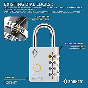 Zarker XD40 4-Digit Combination Padlock, Pink, 1-Pack