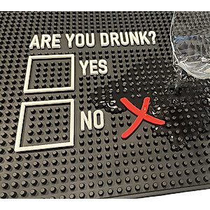 Are You Drunk? 17.7" x 11.8" Funny Bar Spill Mat Rail Countertop Accessory Home Pub Decor Slip Resistant Durable Thick Bar Covering For Craft Brewery Kitchen Cafe and Restaurant Decor