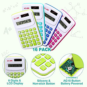 48 Pcs Pocket Calculator Small Basic Standard Battery Powered Calculator Mini Colored 8 Digit Handheld 4 Function Calculator for Students Kids School Teacher Desktop Home Office, 3 Designs